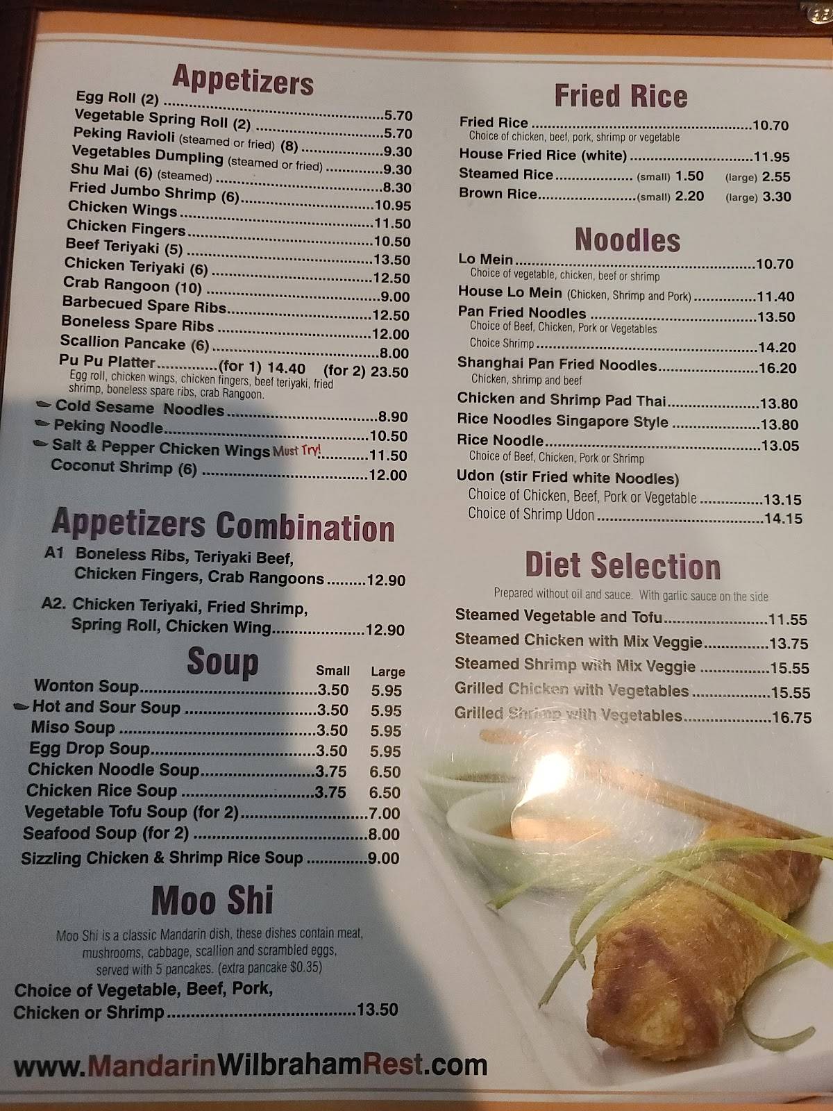 Menu at Mandarin Wilbraham restaurant, Wilbraham