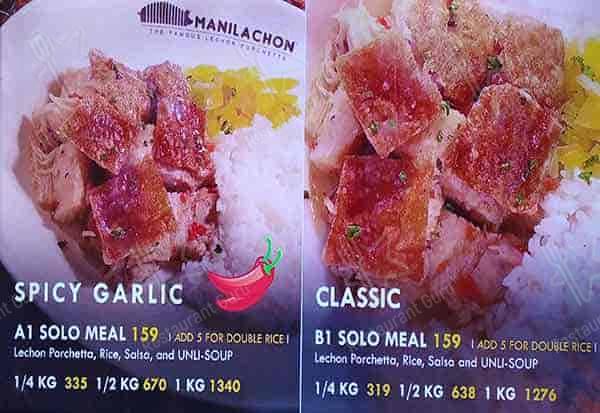 Carta del restaurante Manilachon, Ciudad Quezon