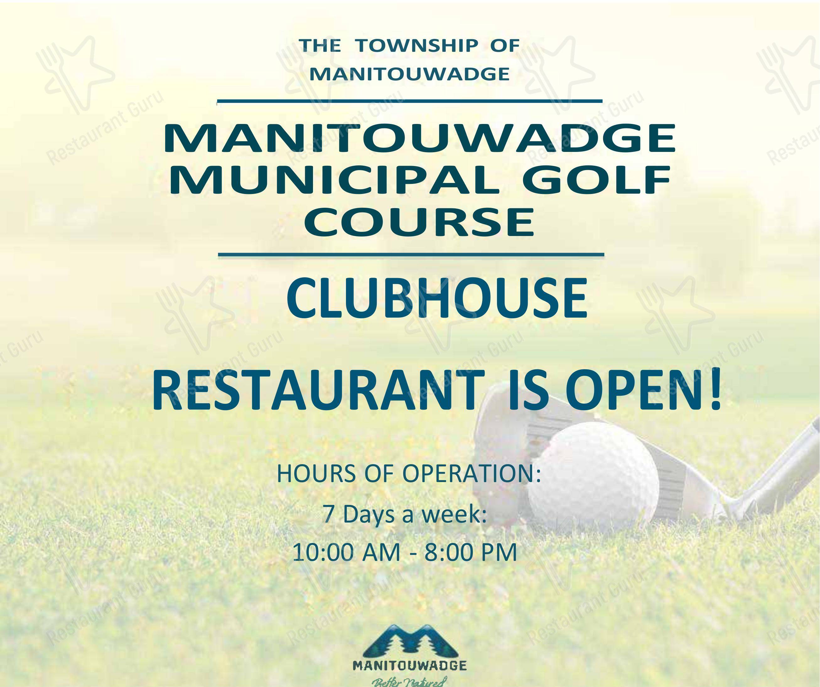 Menu at Manitouwadge Golf Course, Manitouwadge