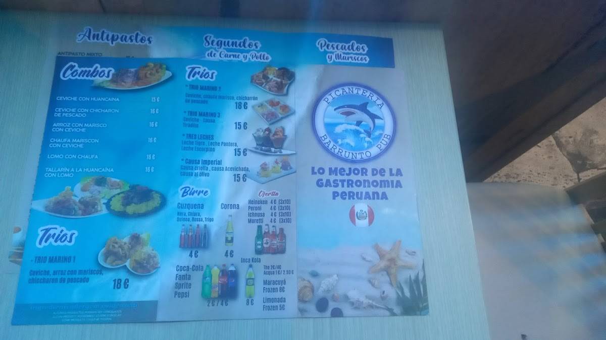 Menu da Manos Peruanas ristorante, Roma