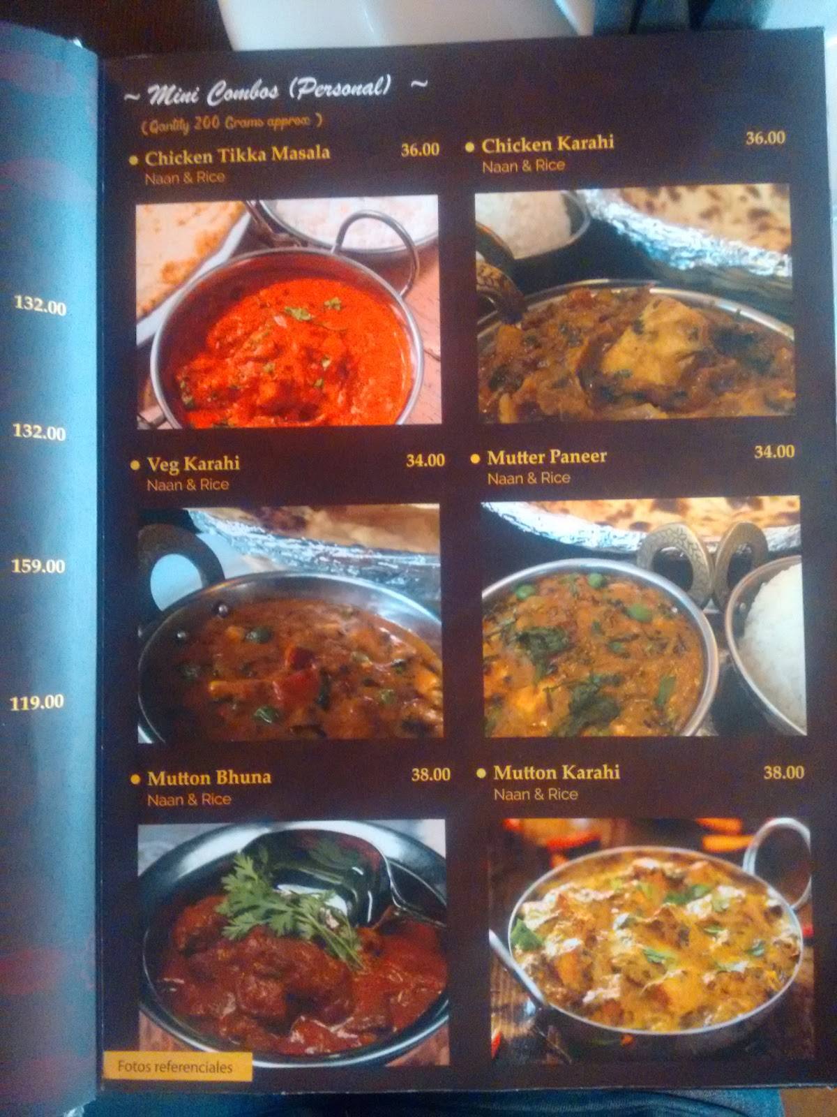 Carta del restaurante Mantra Indian Cuisine, Miraflores