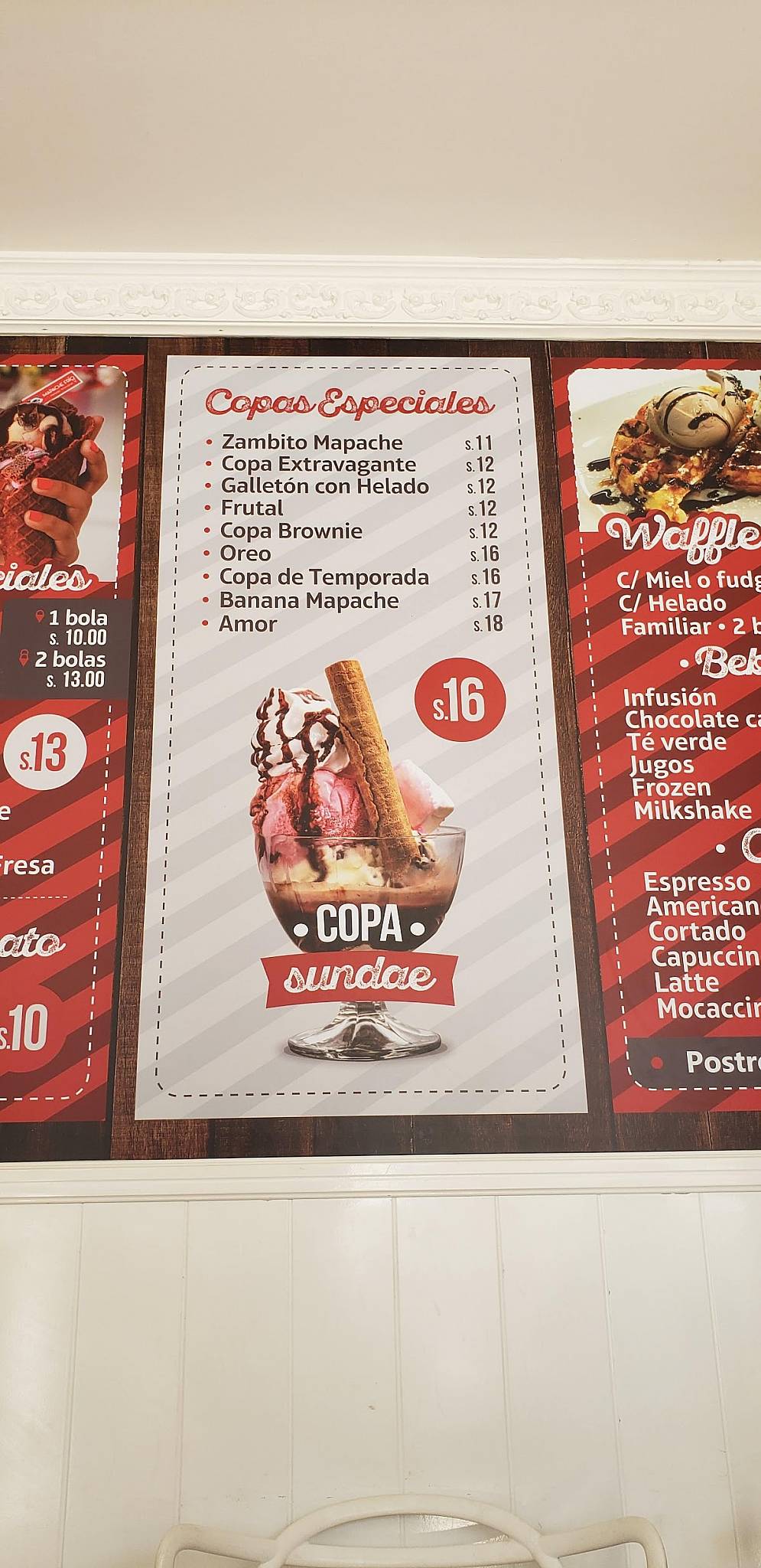 Carta del café Mapache Frío Helado Artesanal, Chiclayo, calle