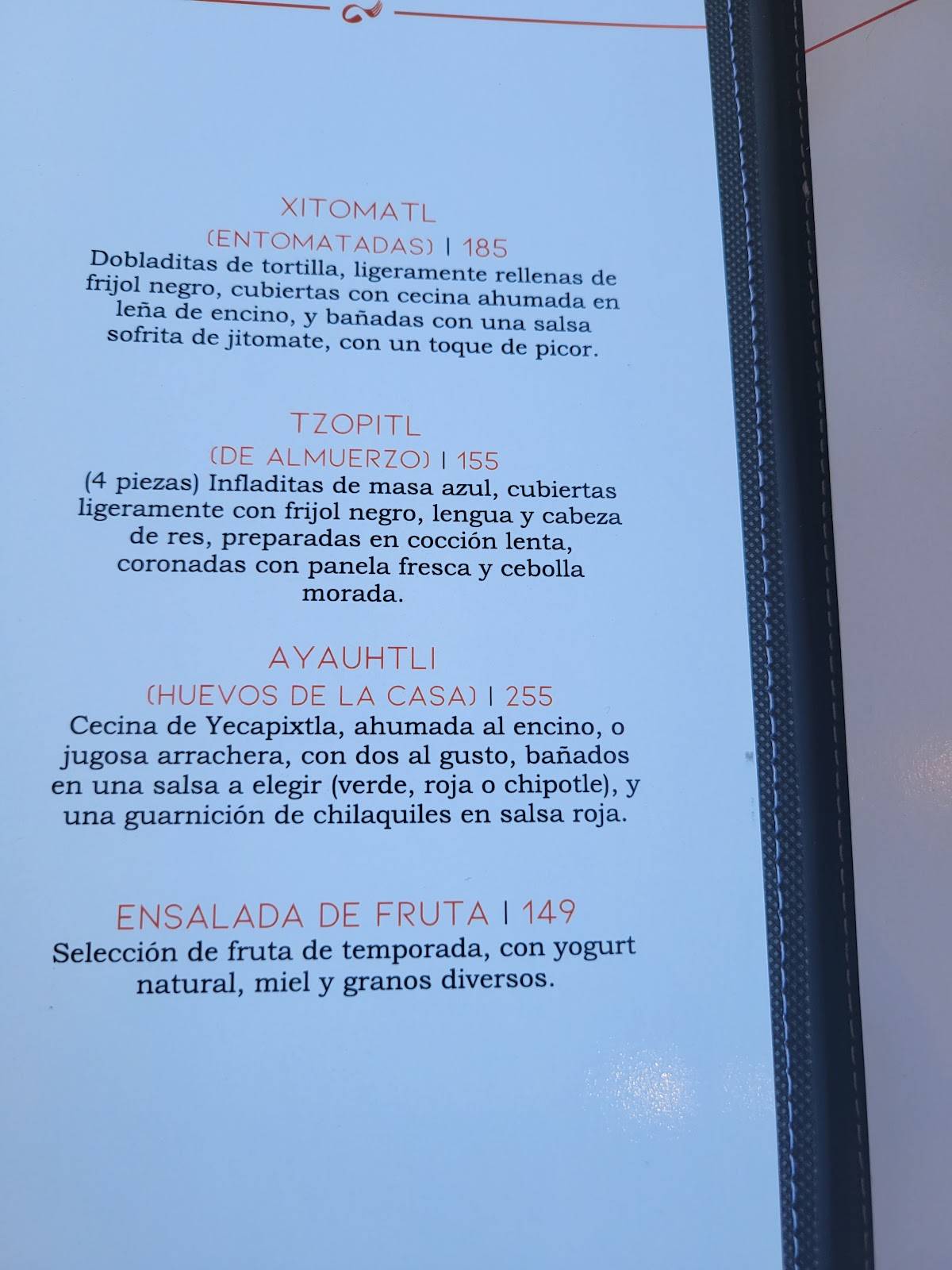 Carta de Marenca Restaurante, Tijuana, P.º de los Héroes 70