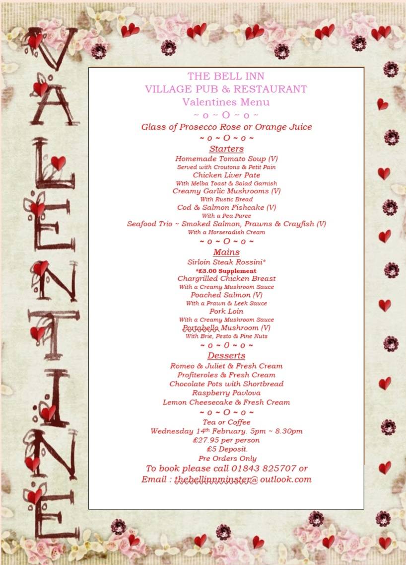 Menu at The Bell Inn pub & bar, Margate