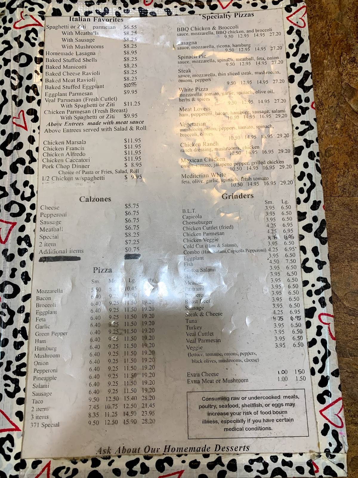 Menu at Maria's 371 Family Restaurant, Springfield, 371 River St