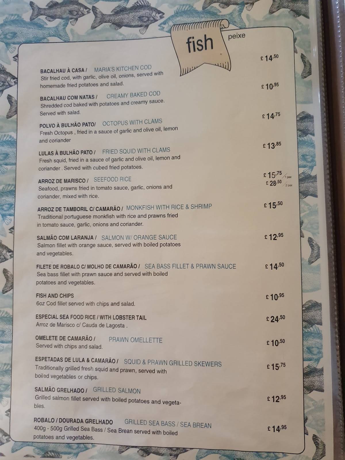 Menu at Maria's Kitchen restaurant, Newnham, The Romer Arms