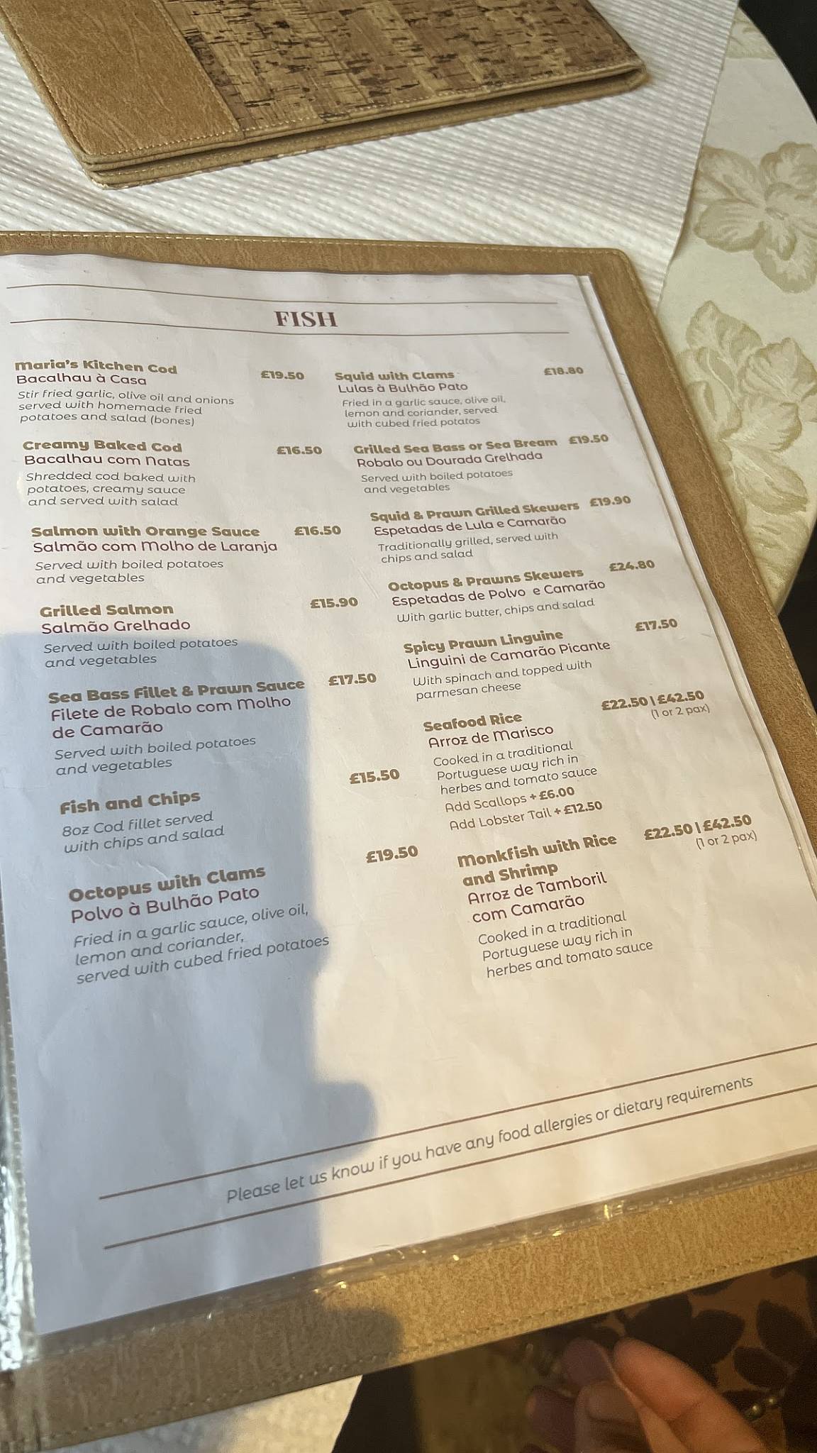 Menu at Maria's Kitchen restaurant, Newnham, The Romer Arms