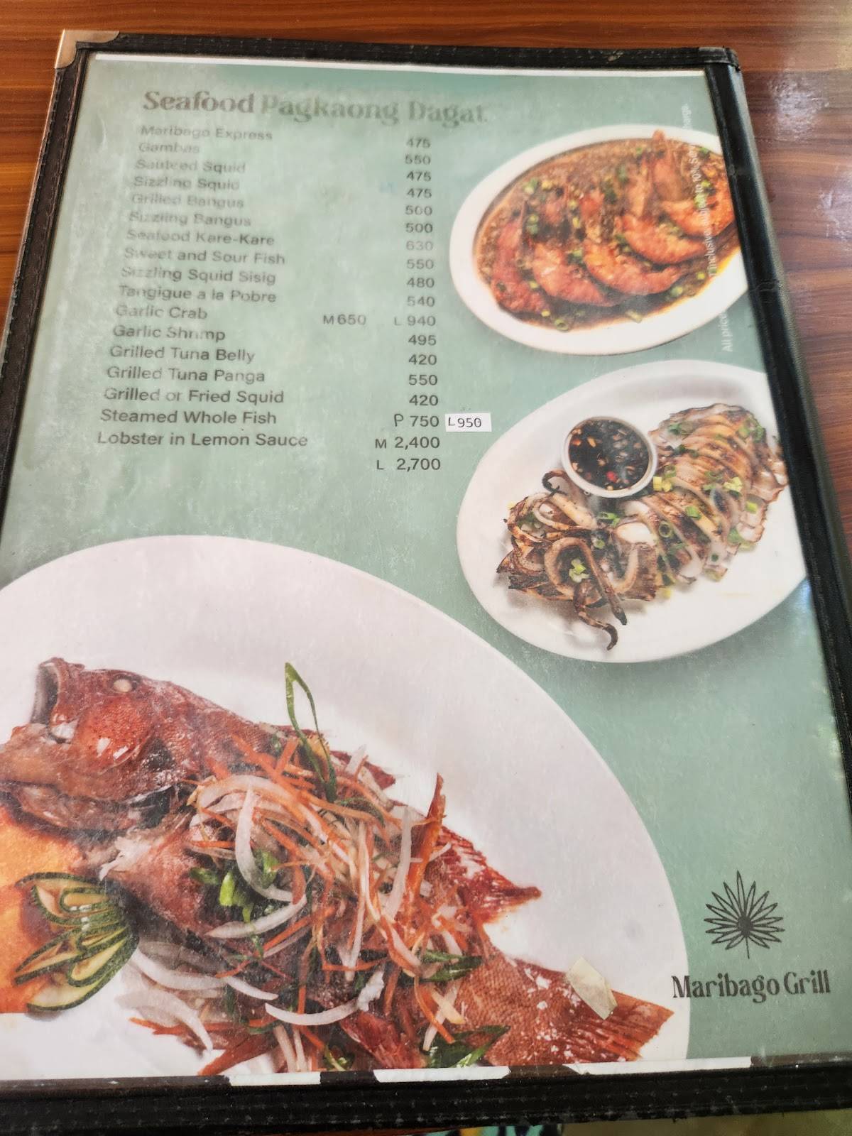 Menu at Maribago Grill pub & bar, Lapu-Lapu City
