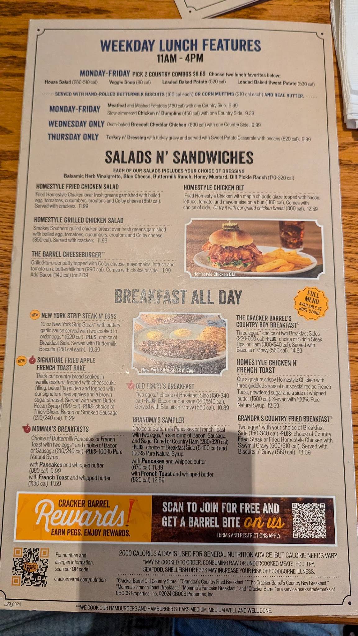 Menu at Cracker Barrel Old Country Store, Marion, W Main St