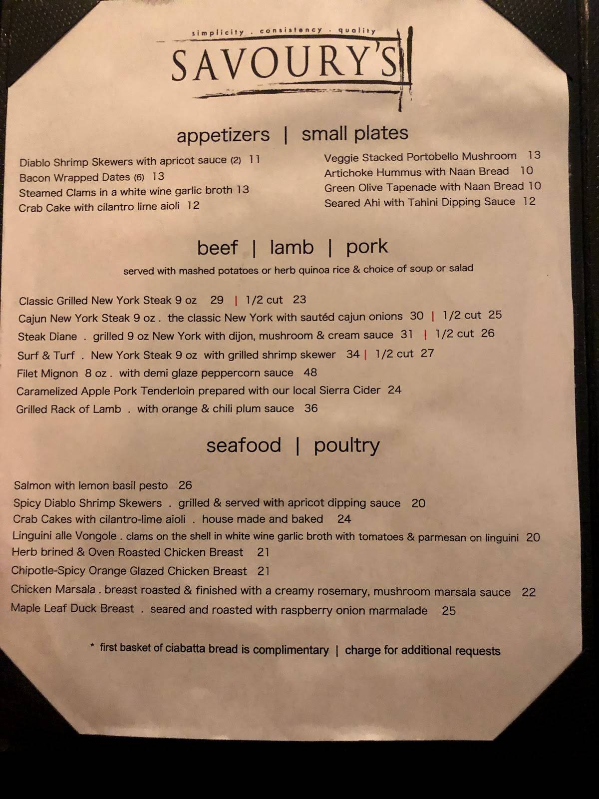 Menu at Fredricks of Savourys pub & bar, Mariposa