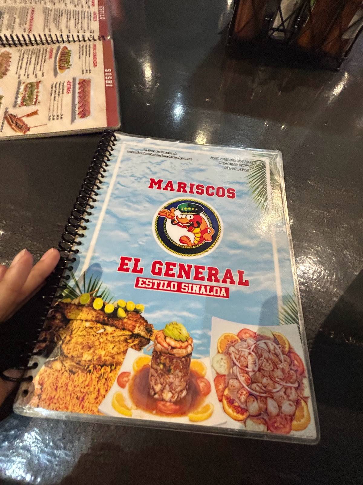 Menu at Mariscos El General restaurant, Pasadena, Spencer Hwy