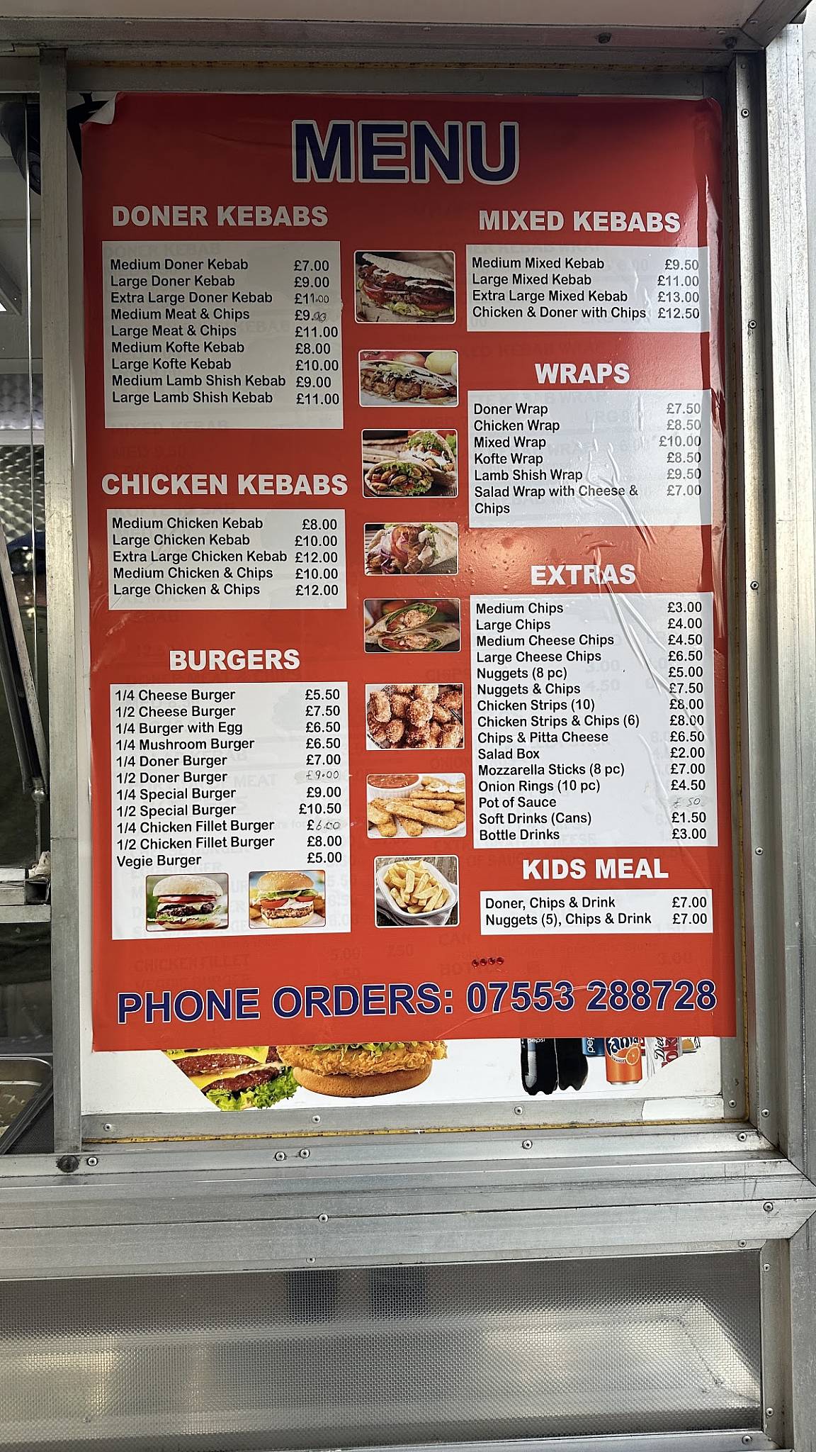 Menu at Marmaris Kebab Van restaurant, Waltham Chase