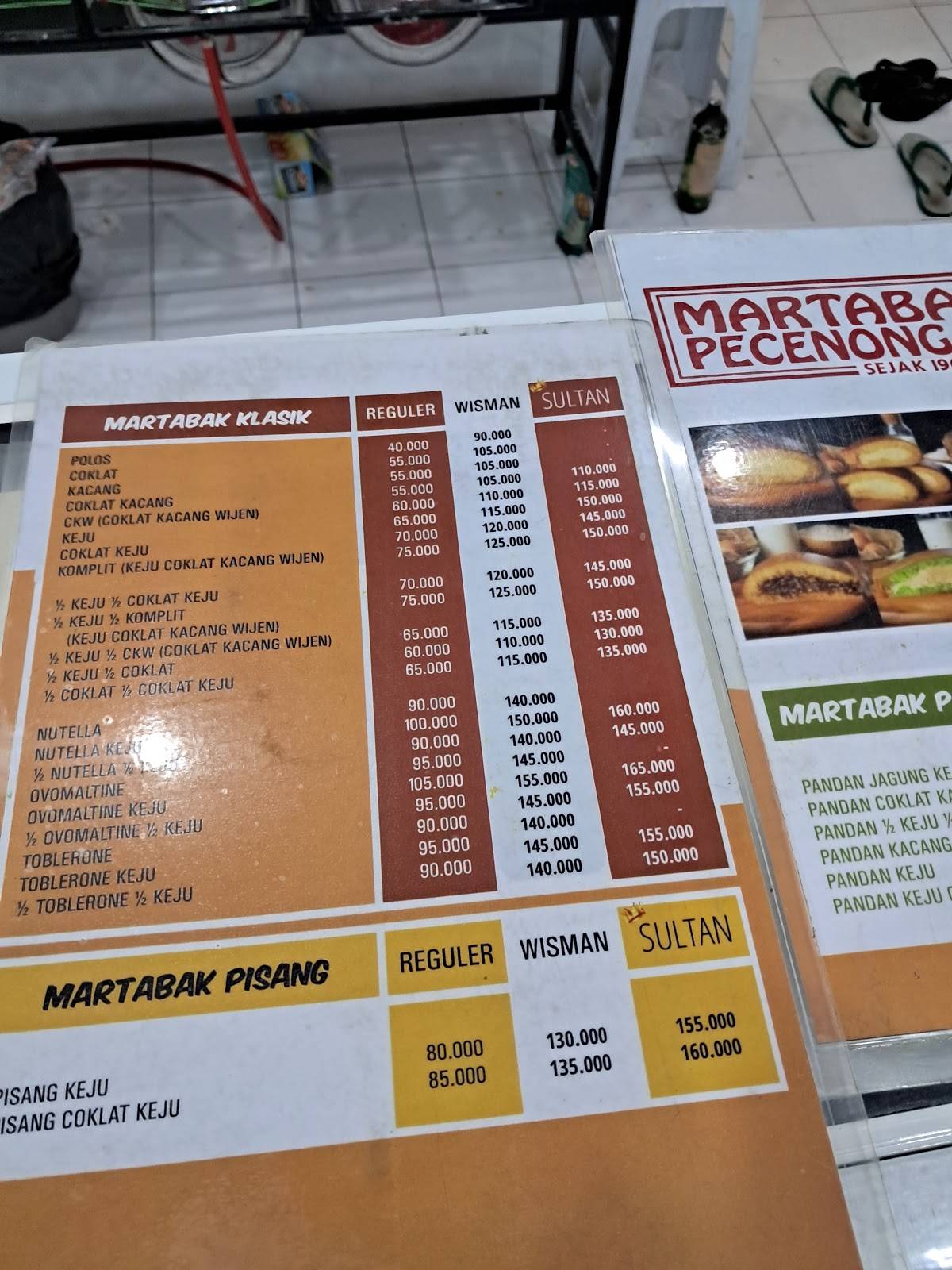 Carta del restaurante Martabak Pecenongan 78, Singaraja, Buleleng