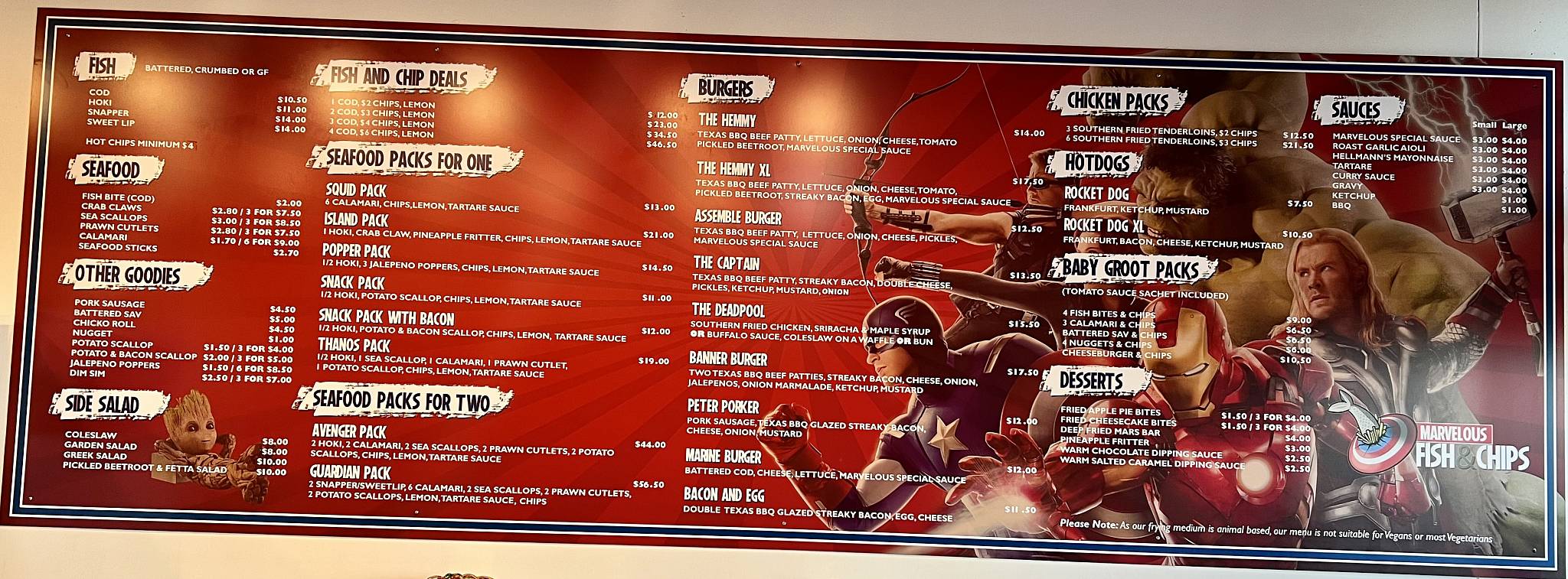 Menu at Marvelous Fish & Chips fast food, Scarborough, 4/113 ...