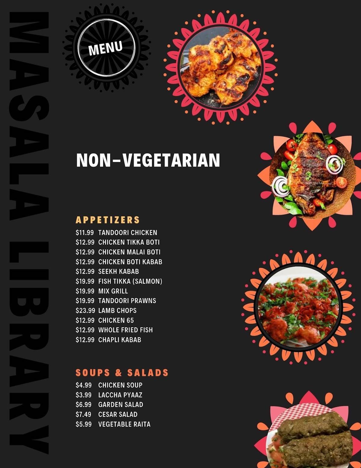 Menu au Masala Library restaurant, Mississauga