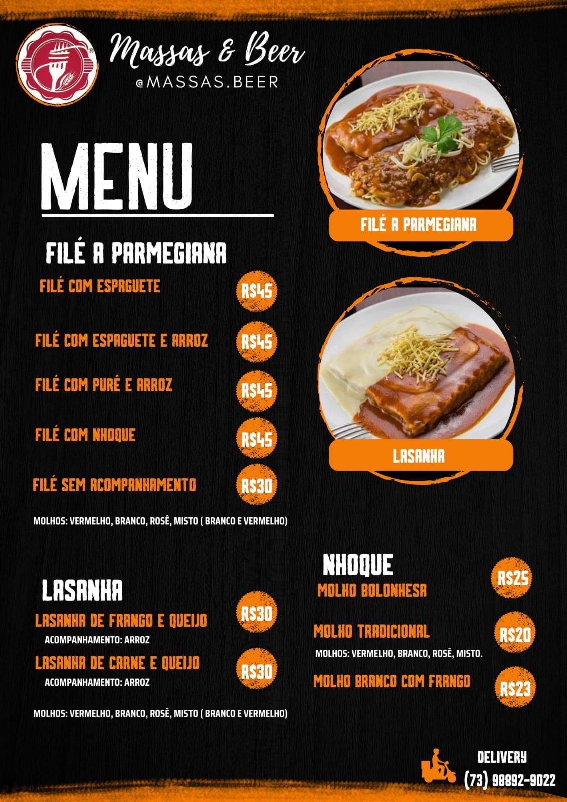 Menu em Massas & Beer Fast Food, Jequié