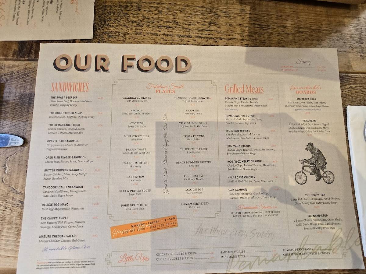 Menu at Remarkable Hare pub & bar, Matlock