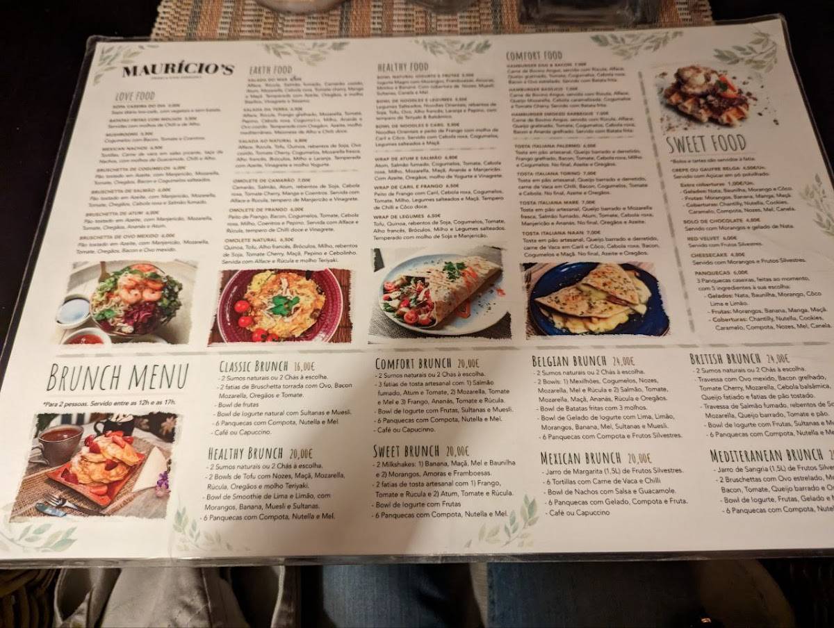 Menu em Mauricio's Coffee House, Odivelas