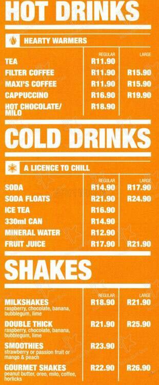 Menu at Maxis restaurant, La Lucia, Ground Floor