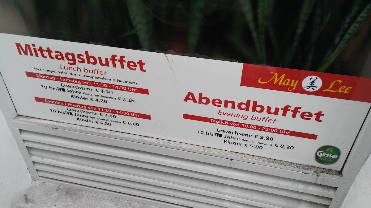 Speisekarte von May Lee restaurant, Wien, Wiedner Hauptstraße 37