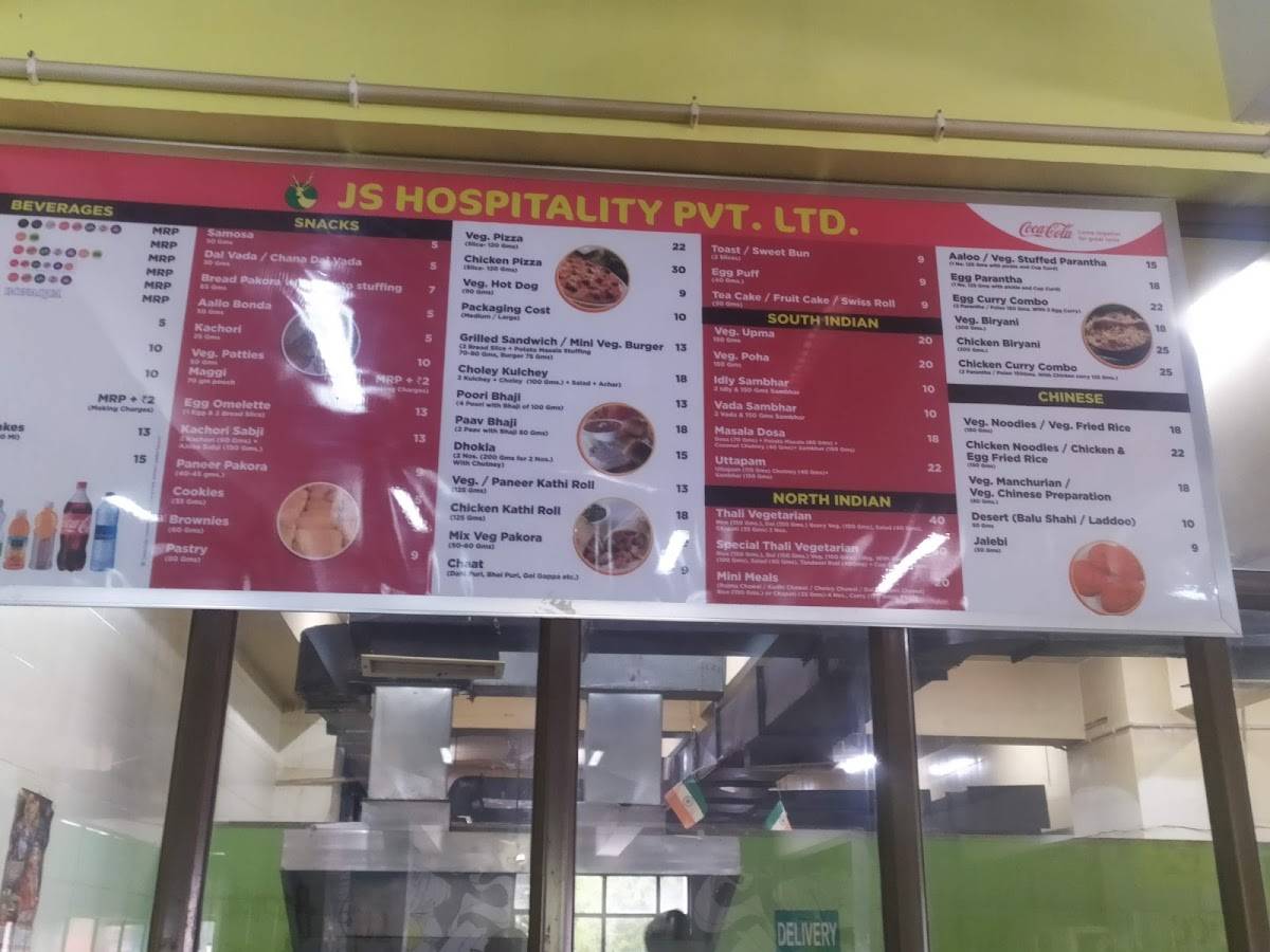 Menu at Mega Mess AIIMS, New Delhi