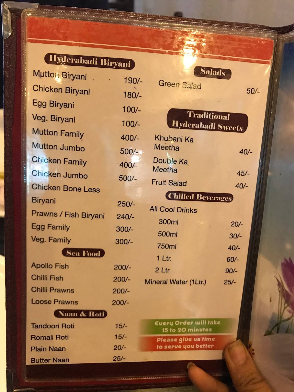 Menu at Mehfil Restaurant, Hyderabad, 4-8