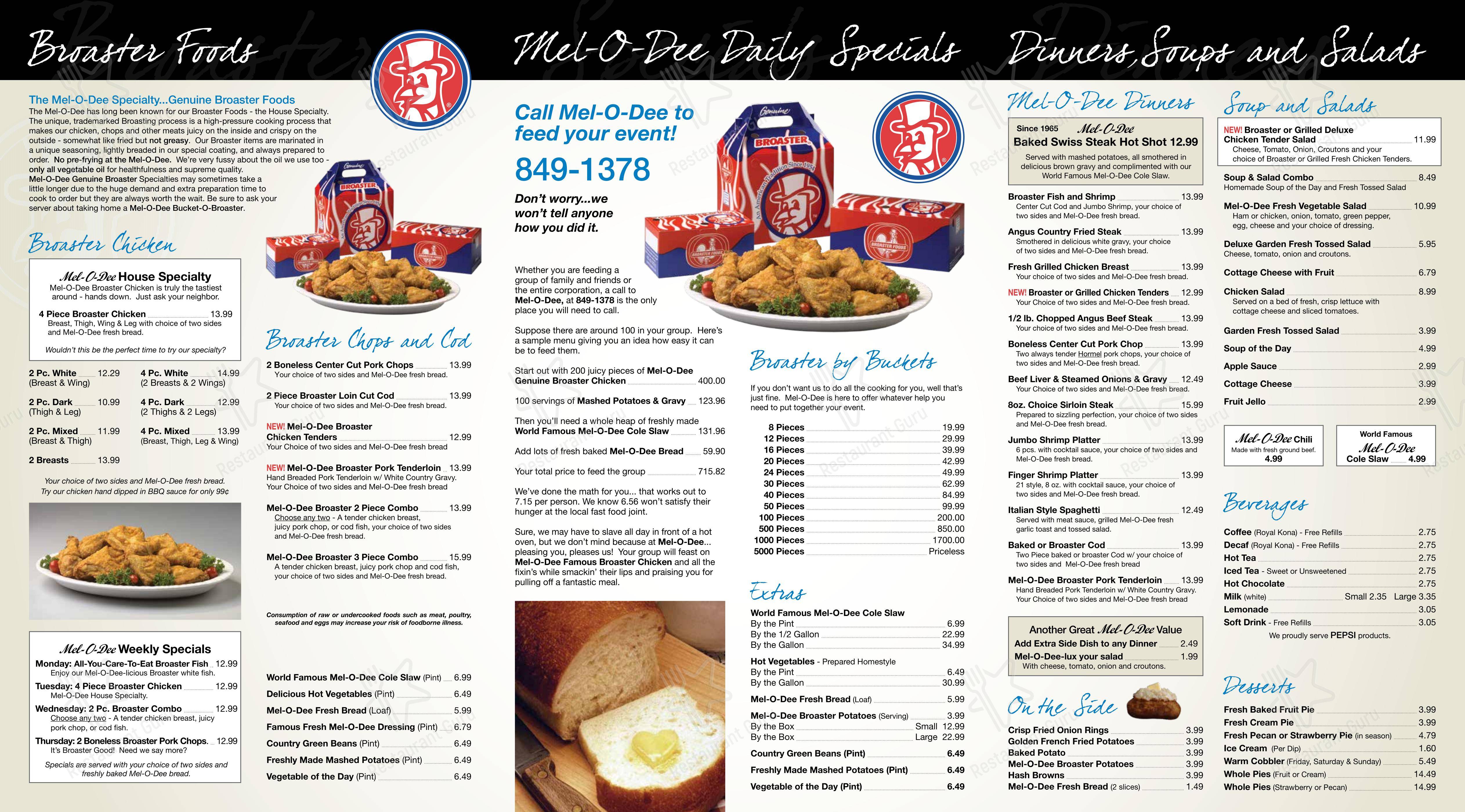 Menu at Mel-O-Dee Restaurant & Catering, New Carlisle