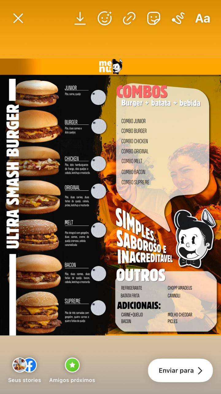 Carta del restaurante Menu Burger - Avenida JK, Londrina