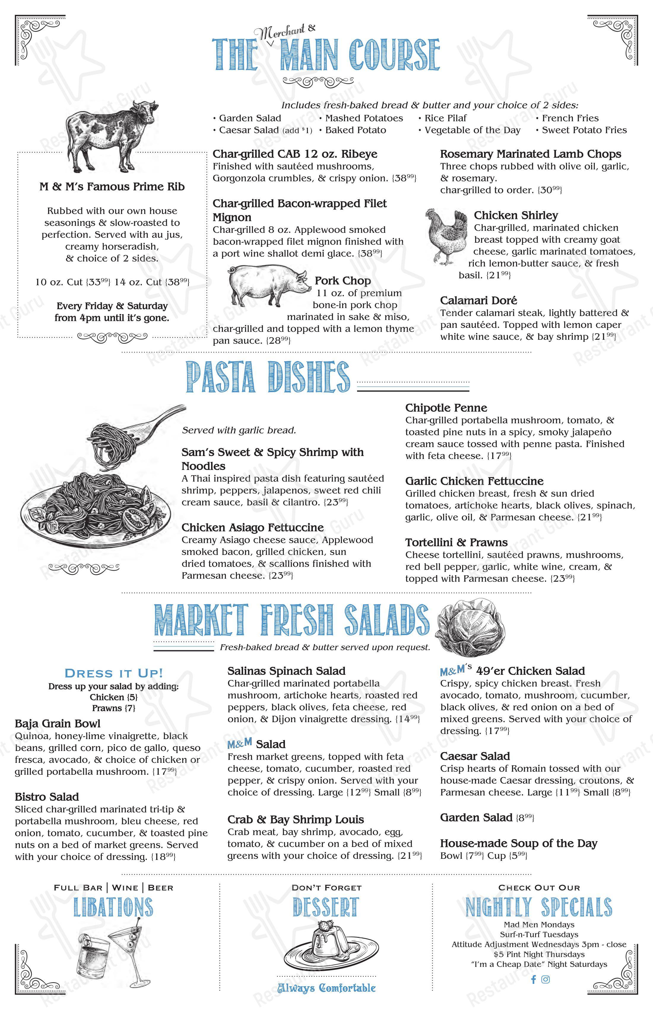 Menu at Merchant & Main Grill & Bar, Vacaville