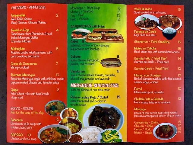 Menu at Merengue Restaurant, Houston