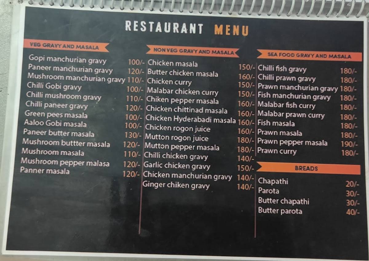 Menu at Metro Box, Chennai, 4/719