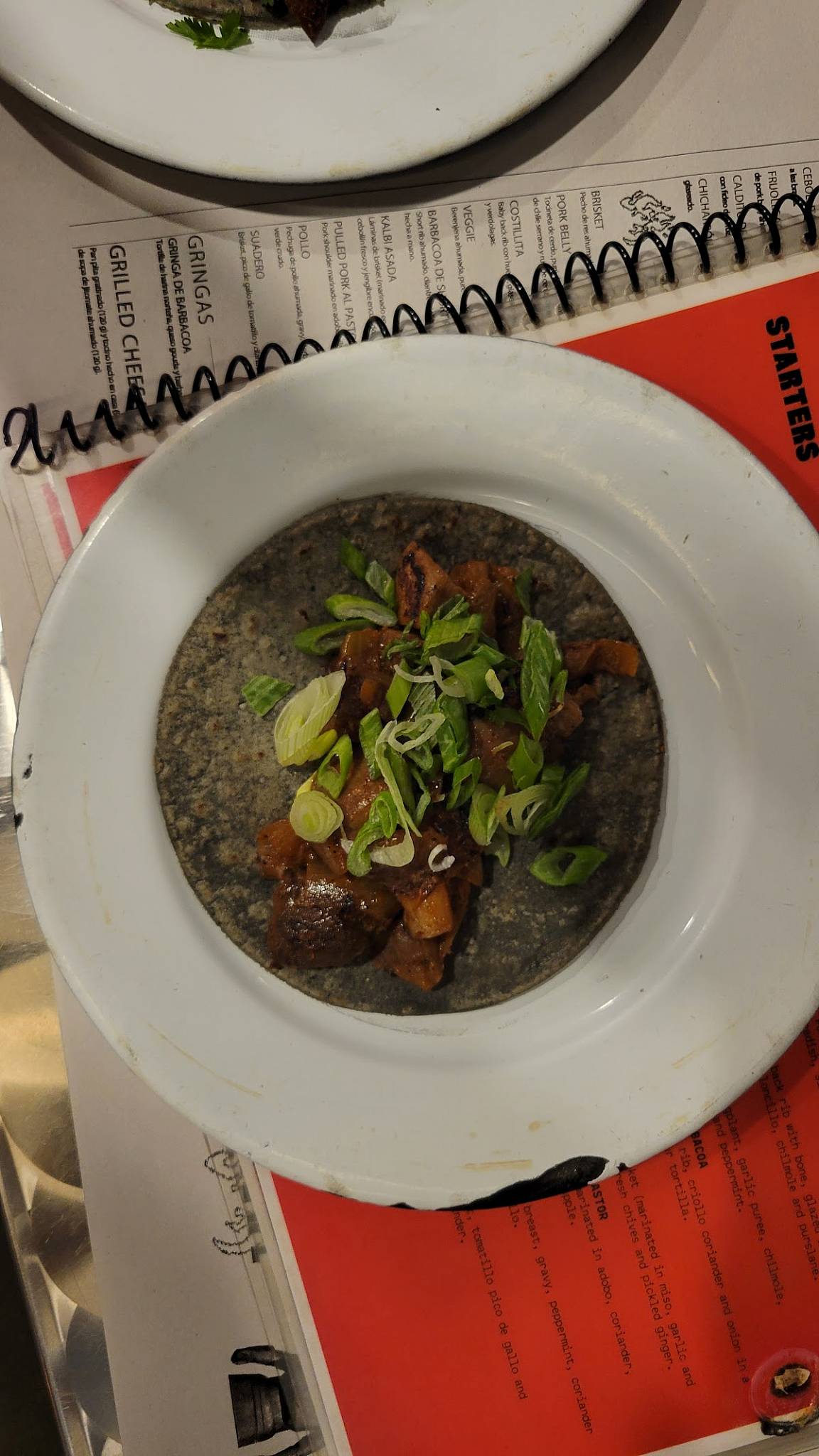 Carta del restaurante Tizne Tacomotora (Roma), Ciudad del México