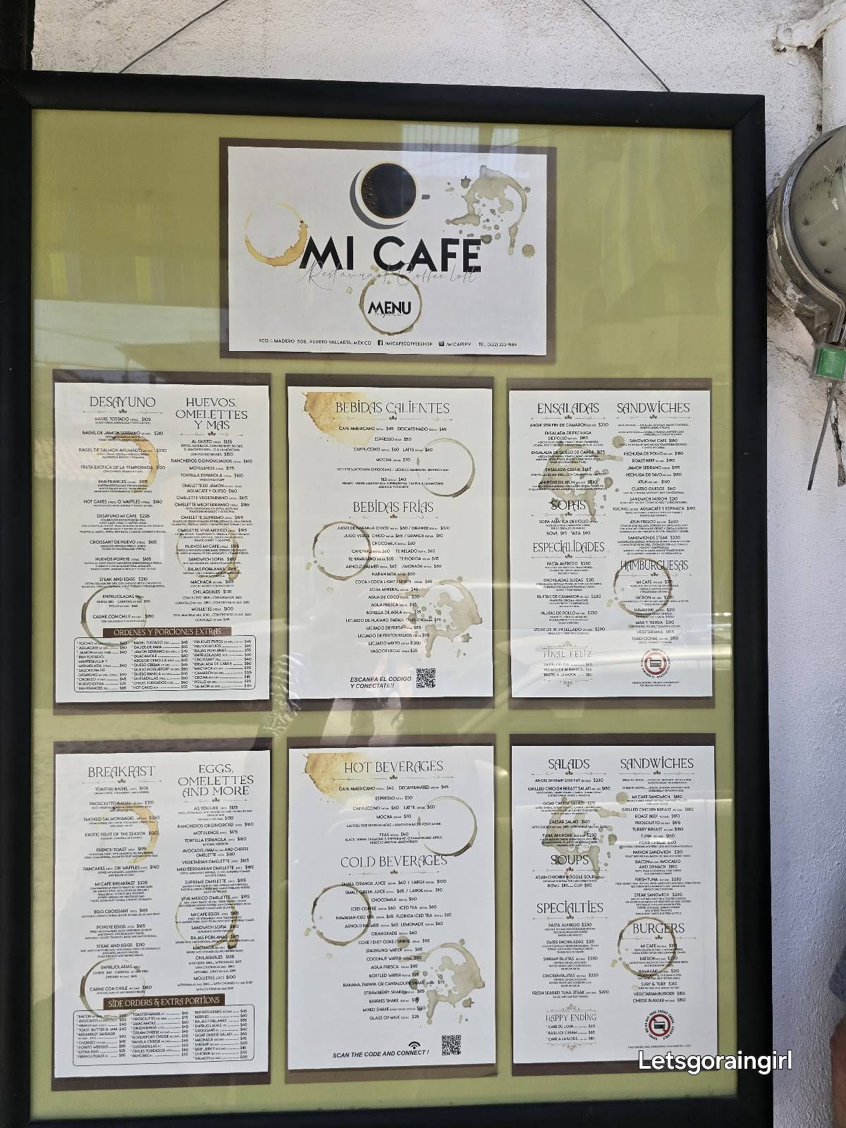Menu at Mi Cafe Restaurant & Coffee Shop, Puerto Vallarta, C. Fco. I ...