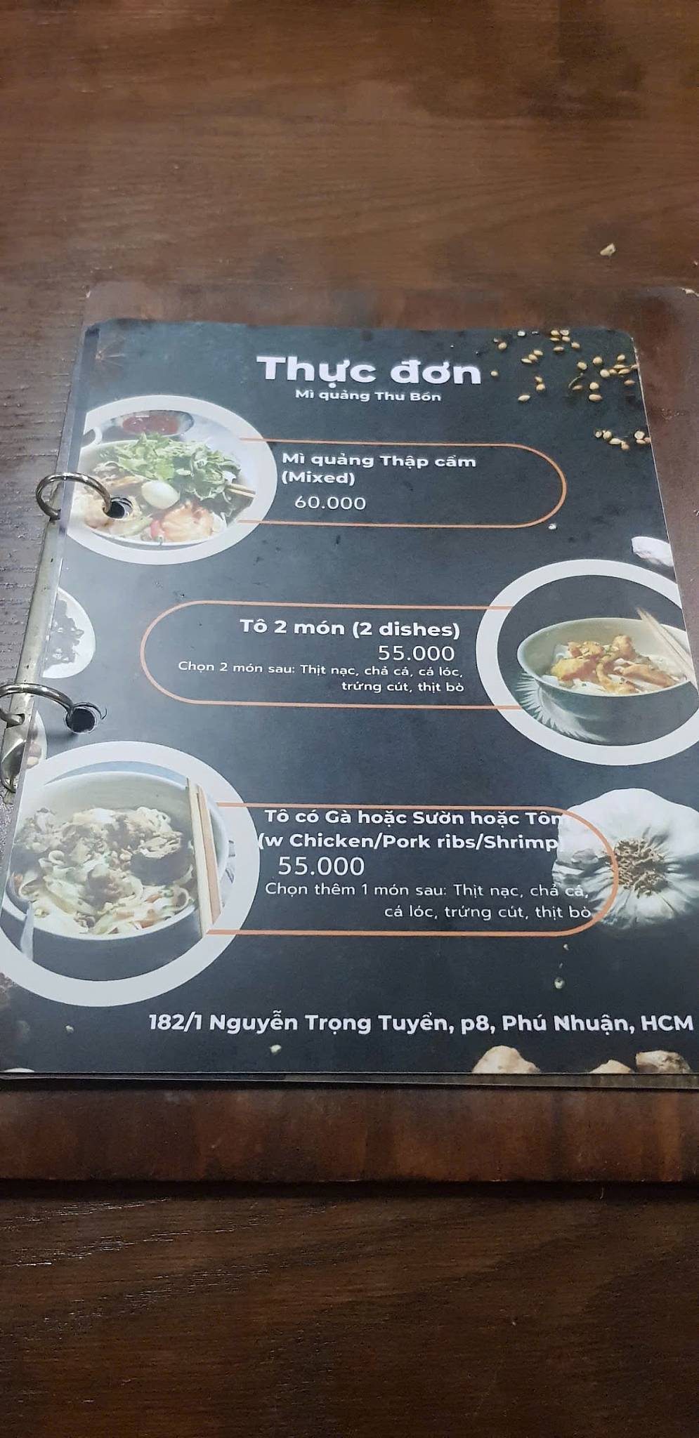 Menu at Mi Quang Thu Bon Special Noodle Restaurant, Ho Chi Minh City ...