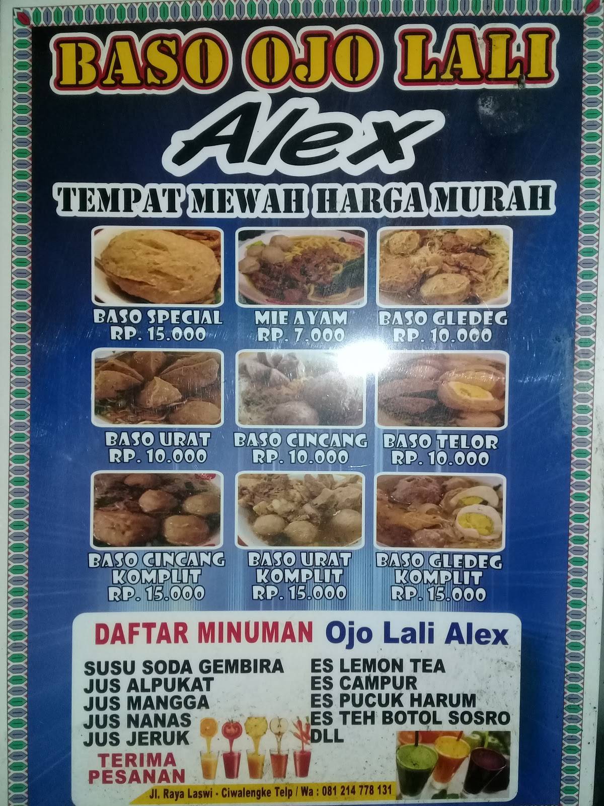 Carta del restaurante Mi baso ojo lali alex 2, Majakerta