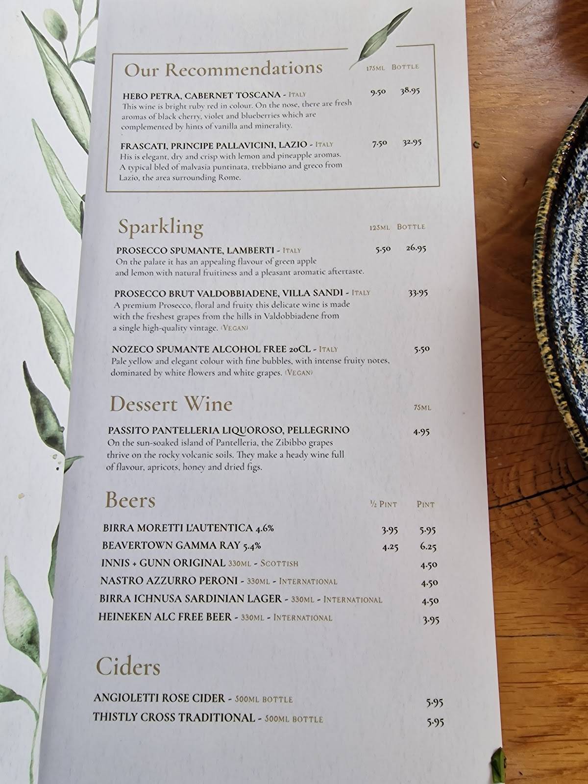 Menu at Mia Italian Kitchen Morningside restaurant, Edinburgh, 394 ...