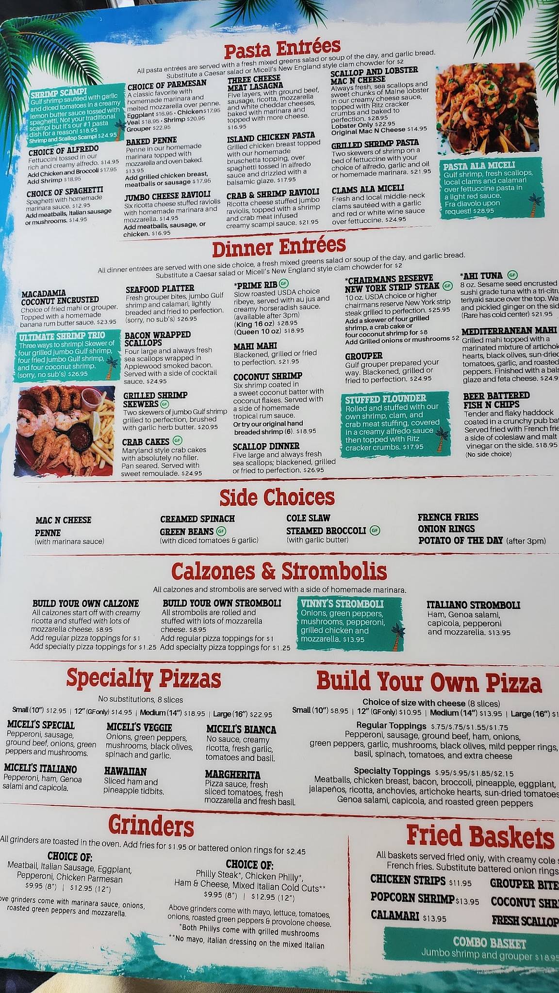 Menu at Miceli's Restaurant, Matlacha