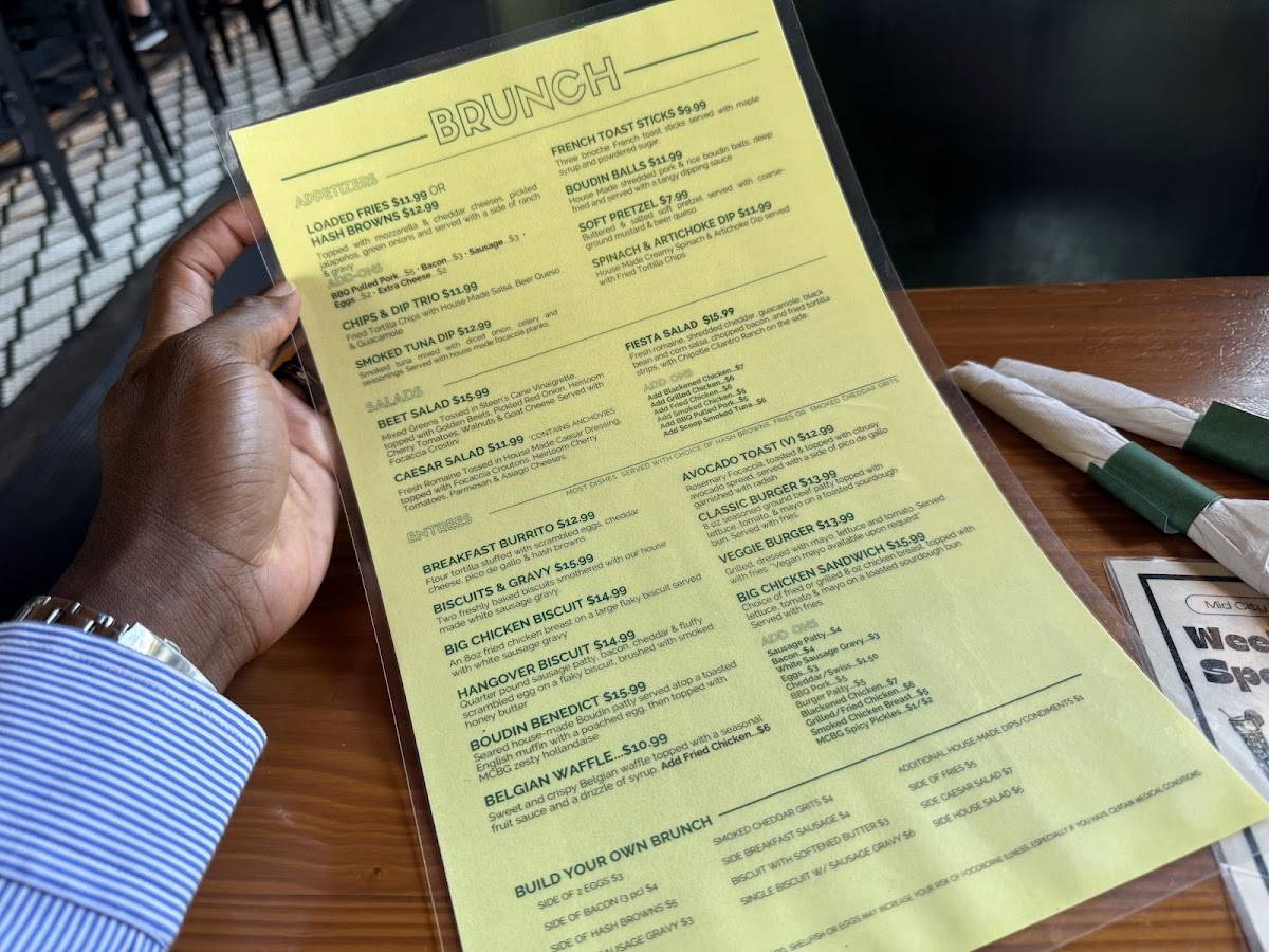 Menu at Mid City Beer Garden pub & bar, Baton Rouge