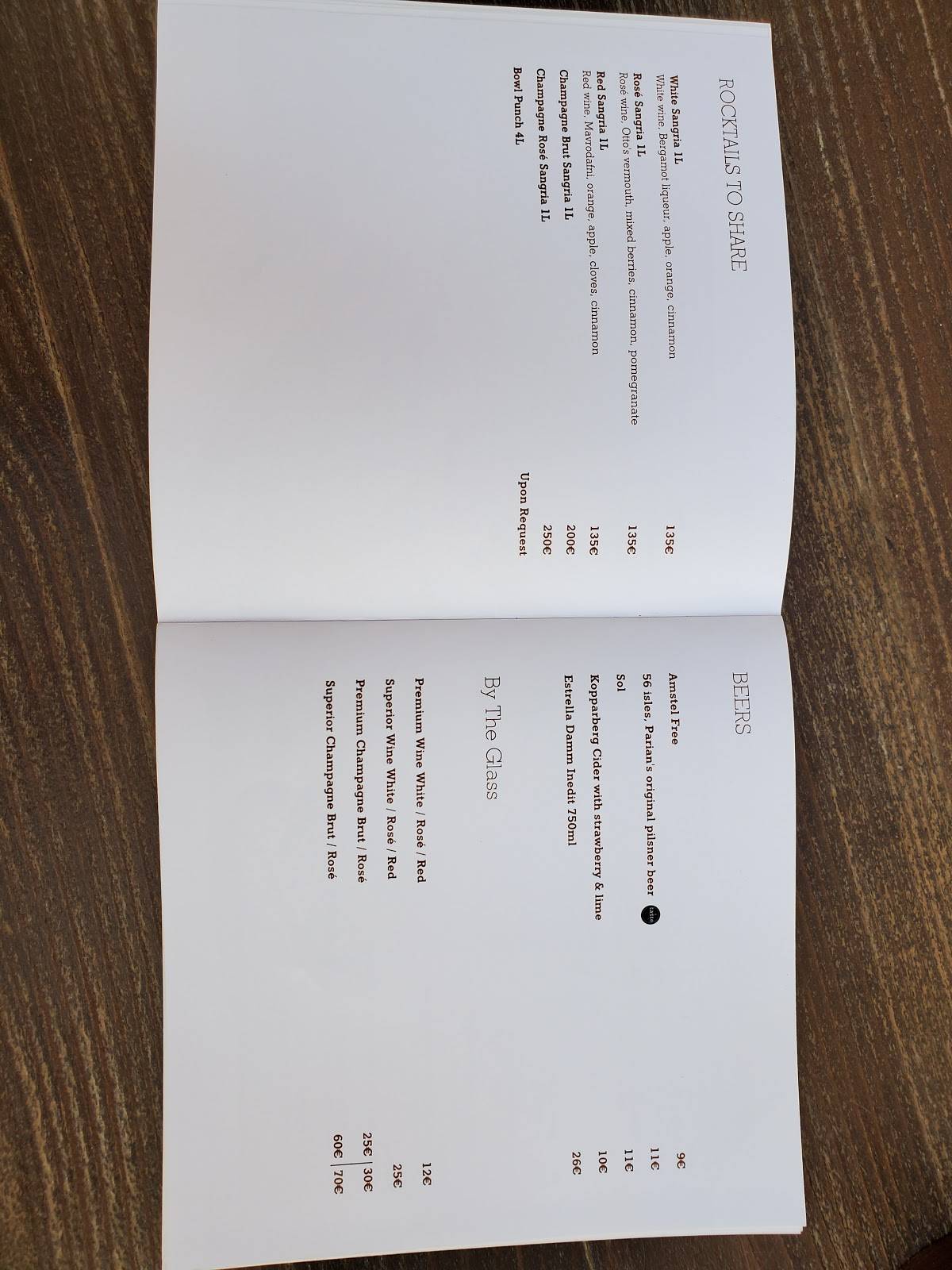 Menu at Principote Mykonos, Mikonos