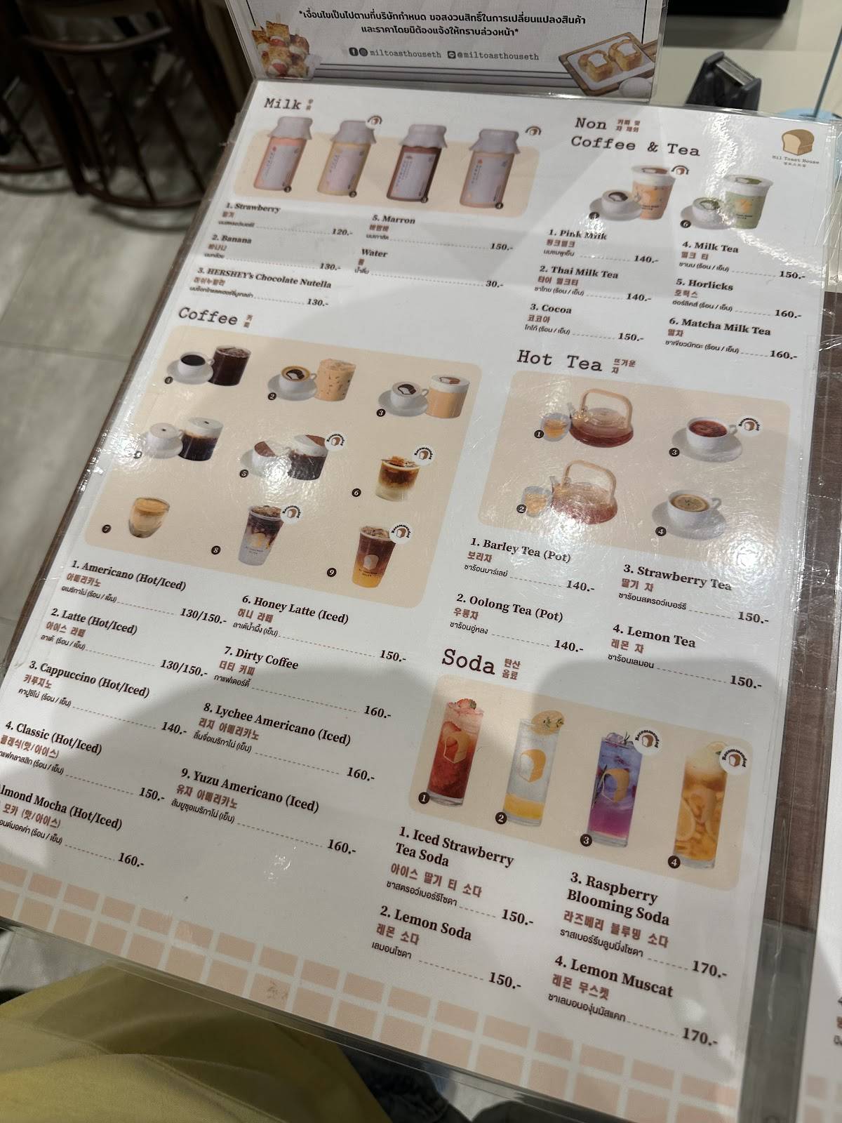 Menu at Mil toast house restaurant, Rangsit