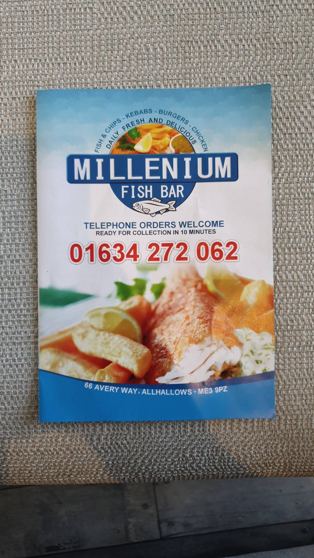 Menu at Millennium Fish Bar, Allhallows