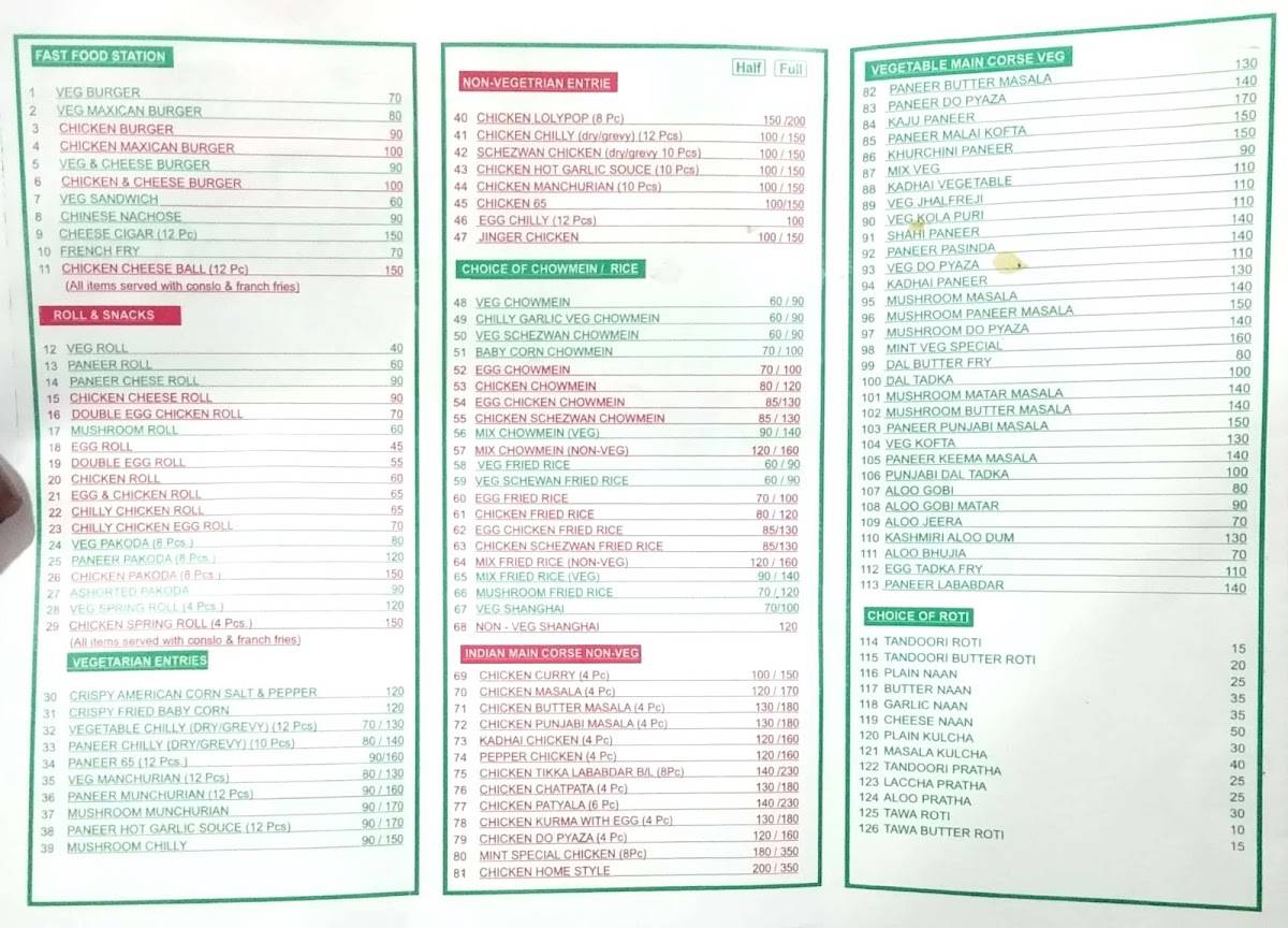Menu at Mint Leaf Cafe, Ranchi, Mint leaf Cafe
