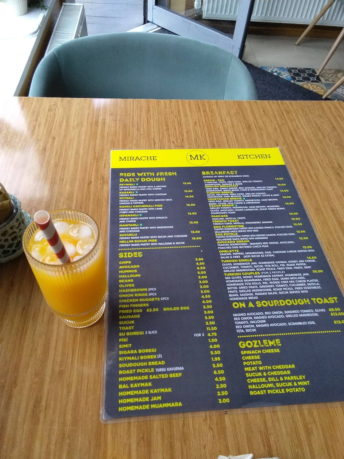 Menu at Mirache Kitchen restaurant, Enfield