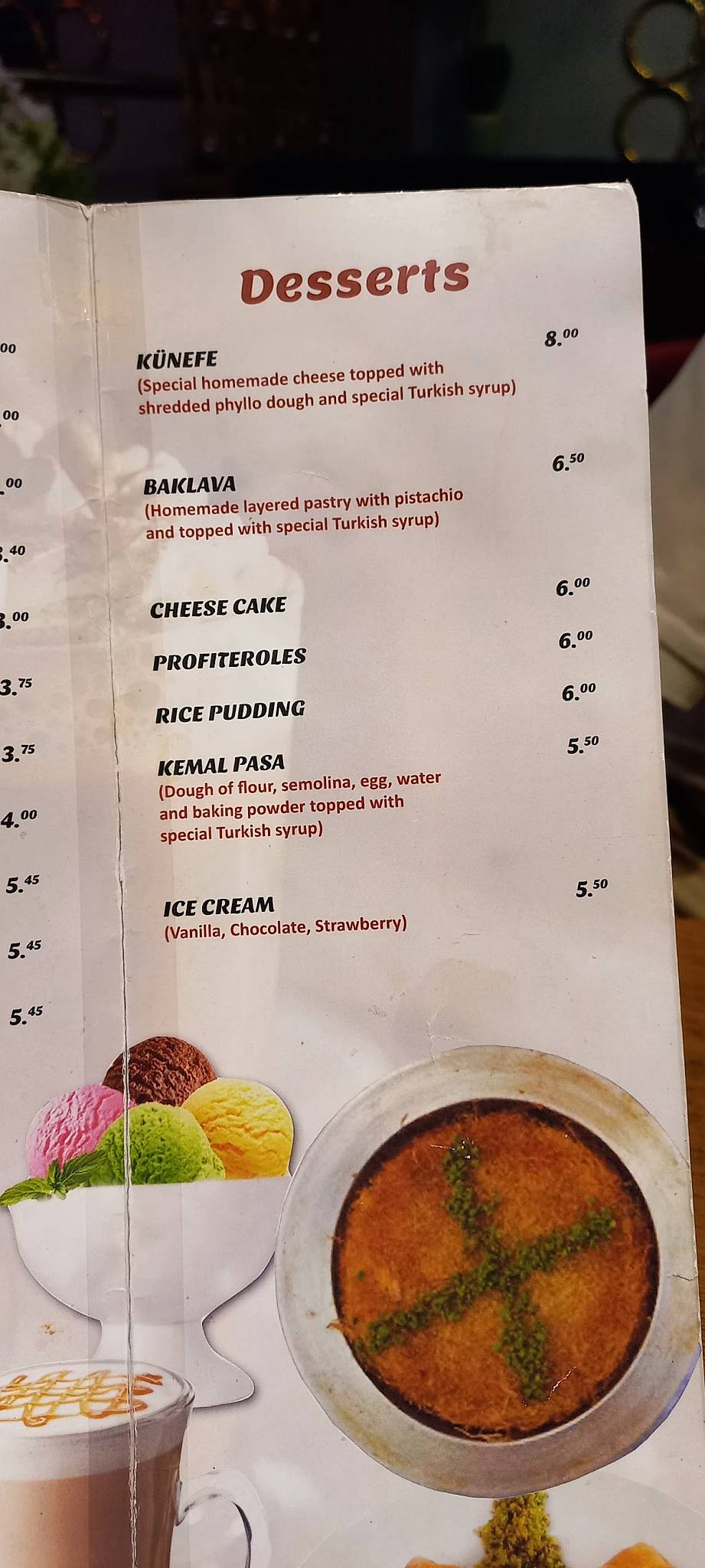 Menu at Mirra restaurant, Colchester