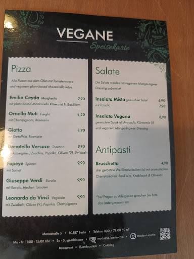 Speisekarte von Modo Mio pizza, Berlin, Morsestraße 5