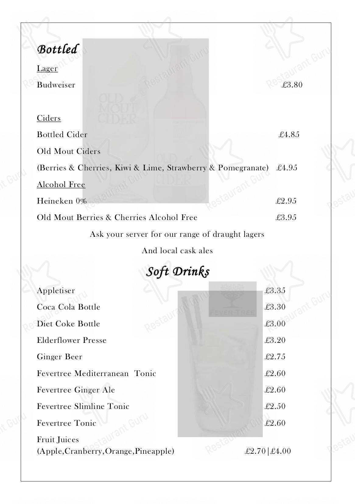 Menu at The Celtic Arms restaurant, Mold