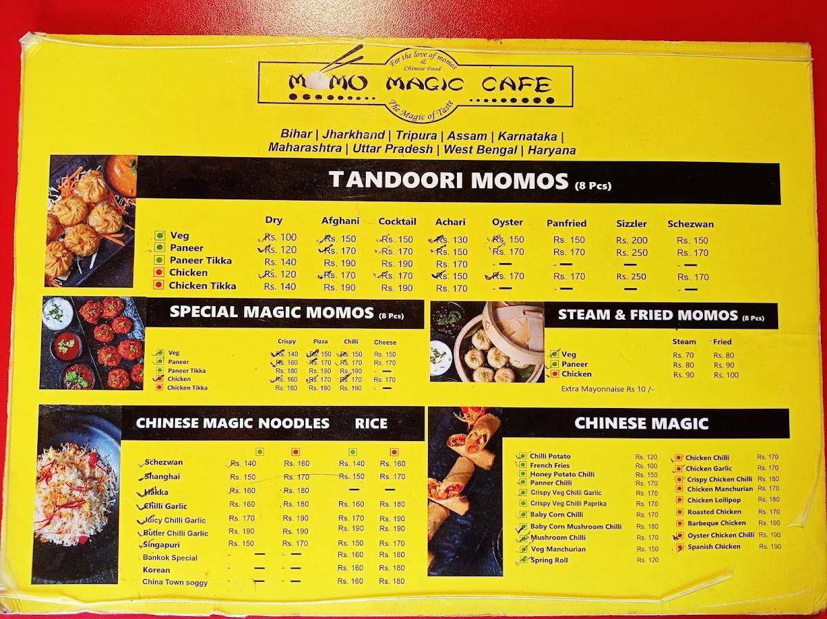 Menu at Momo Magic Cafe,Ashok Rajpath, Patna