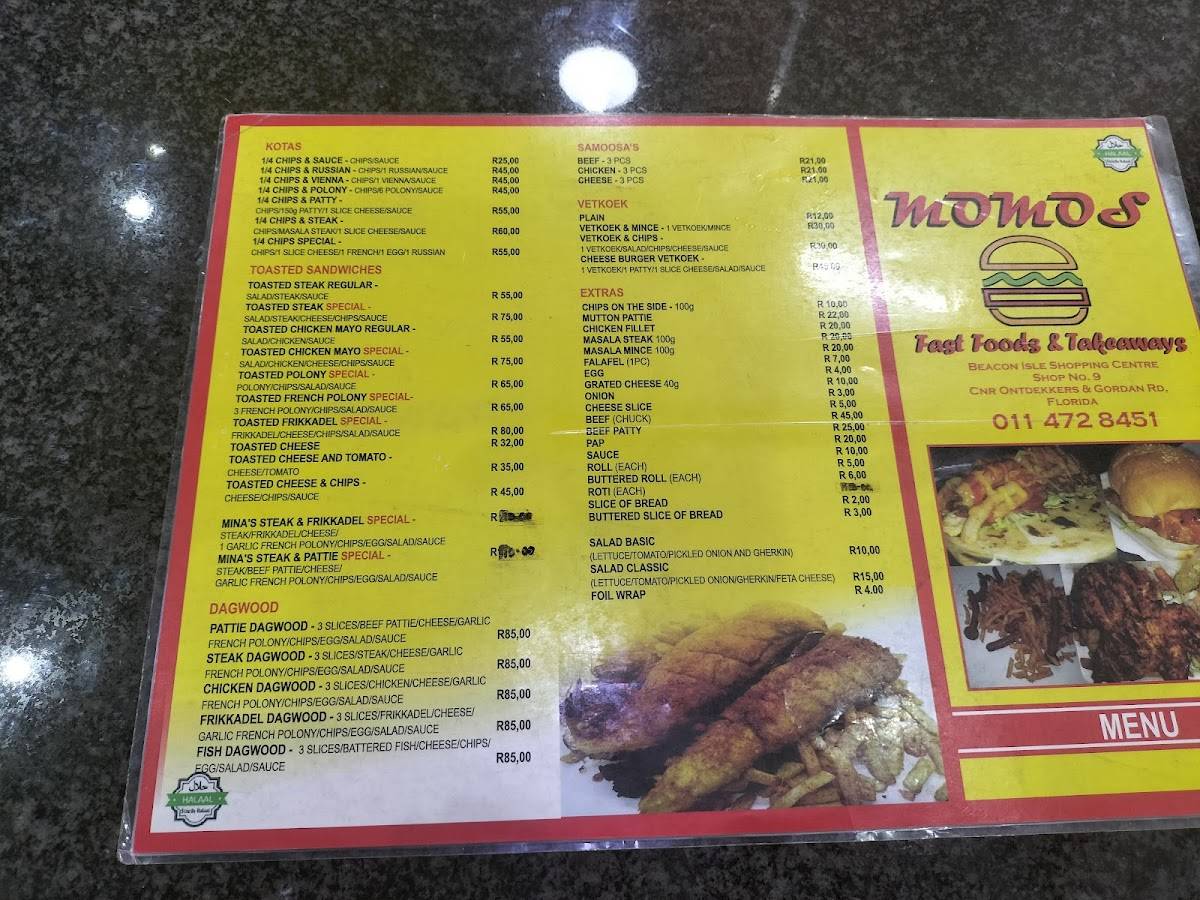 Menu at Momos Fast Foods & Takeaways, Johannesburg