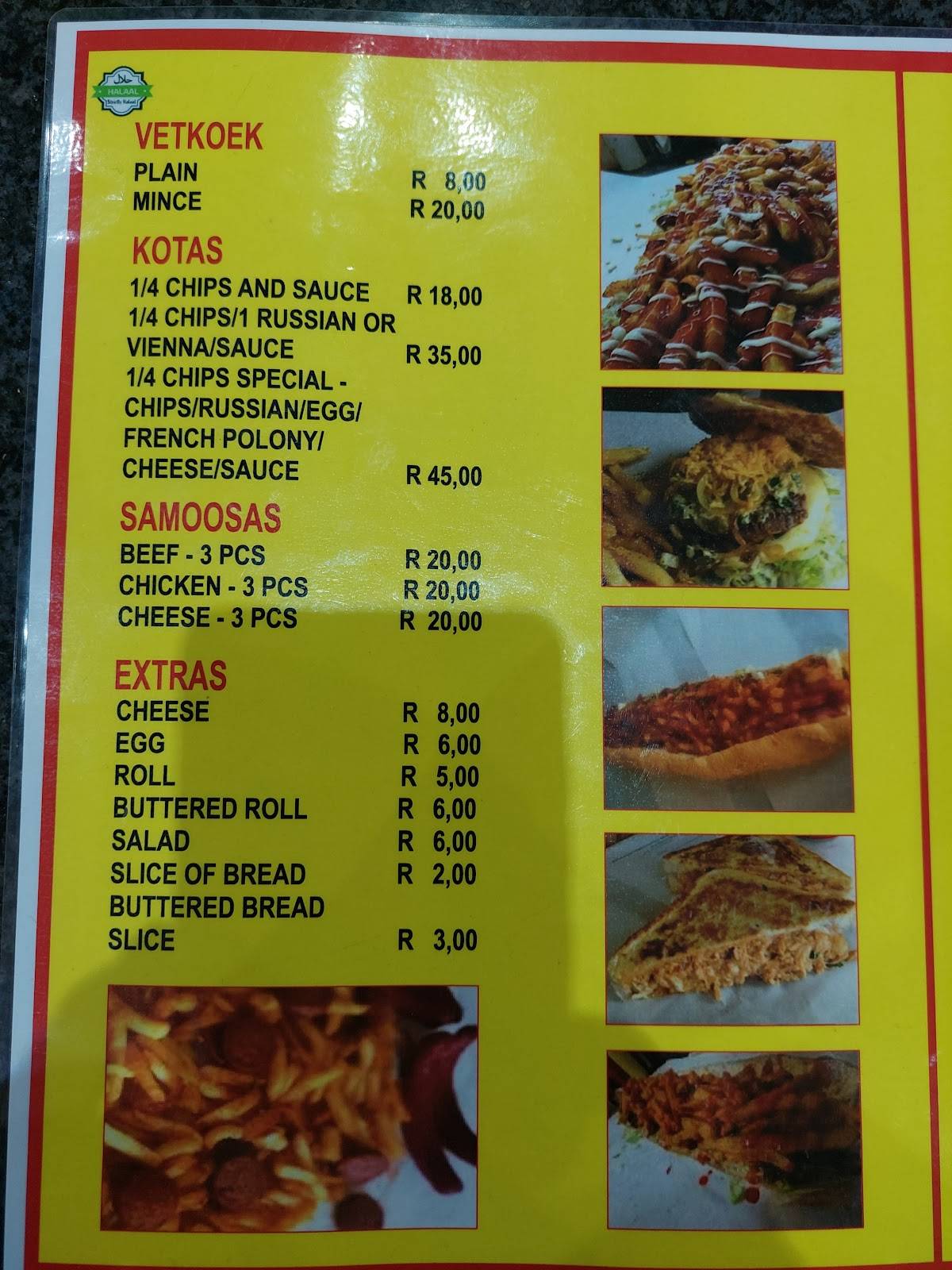 Menu at Momos Fast Foods & Takeaways, Johannesburg