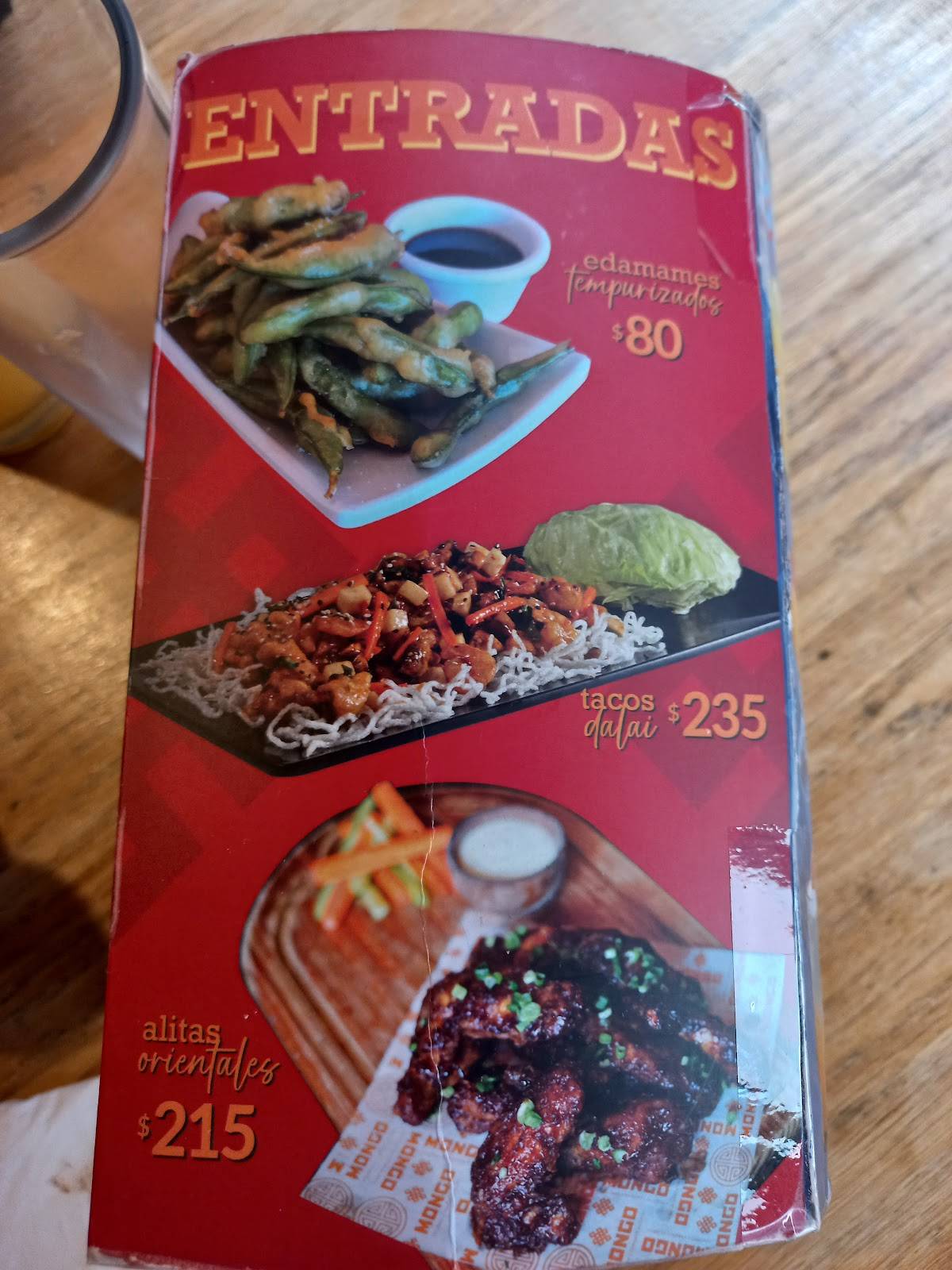 Menu at Mongo restaurant, Mexico City, Periferico Sur 4609